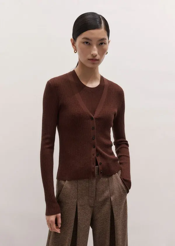 ME+EM Barely There V-neck Slim Cardigan