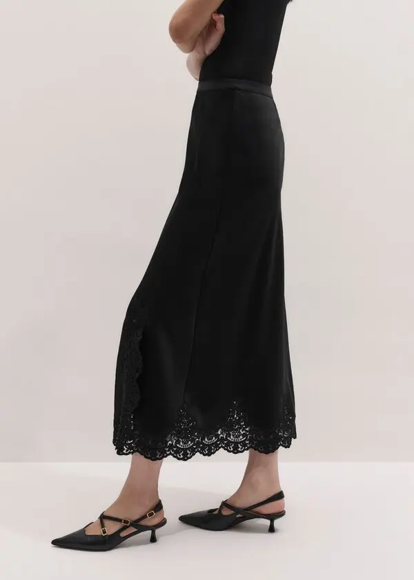 ME+EM Satin Lace Maxi Skirt