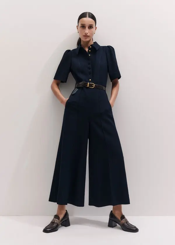 ME+EM Wide Leg Cropped Jumpsuit + Belt