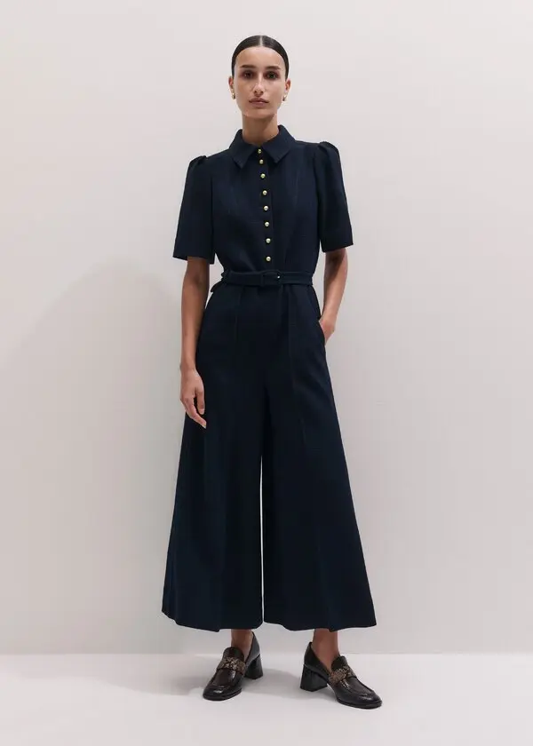 ME+EM Wide Leg Cropped Jumpsuit + Belt