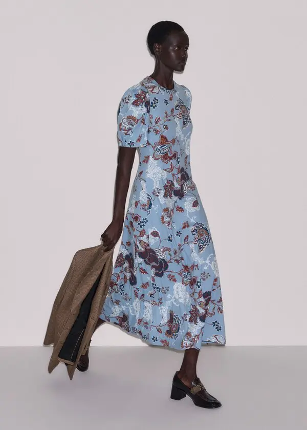 ME+EM Paisley Print Puff Sleeve Maxi Dress