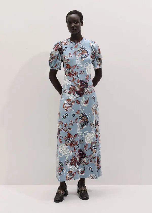 ME+EM Paisley Print Puff Sleeve Maxi Dress