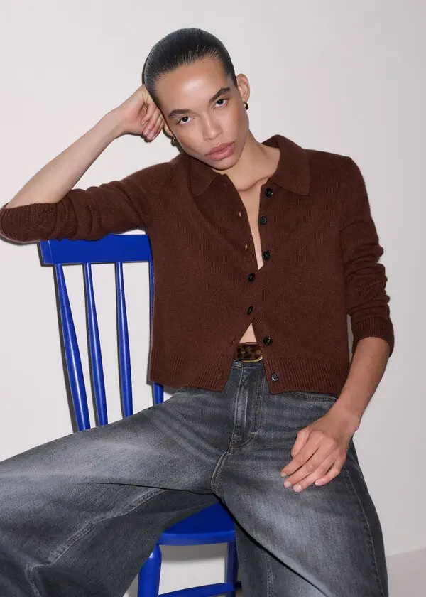 ME+EM Cashmere Button-through Cardigan - Pecan Brown