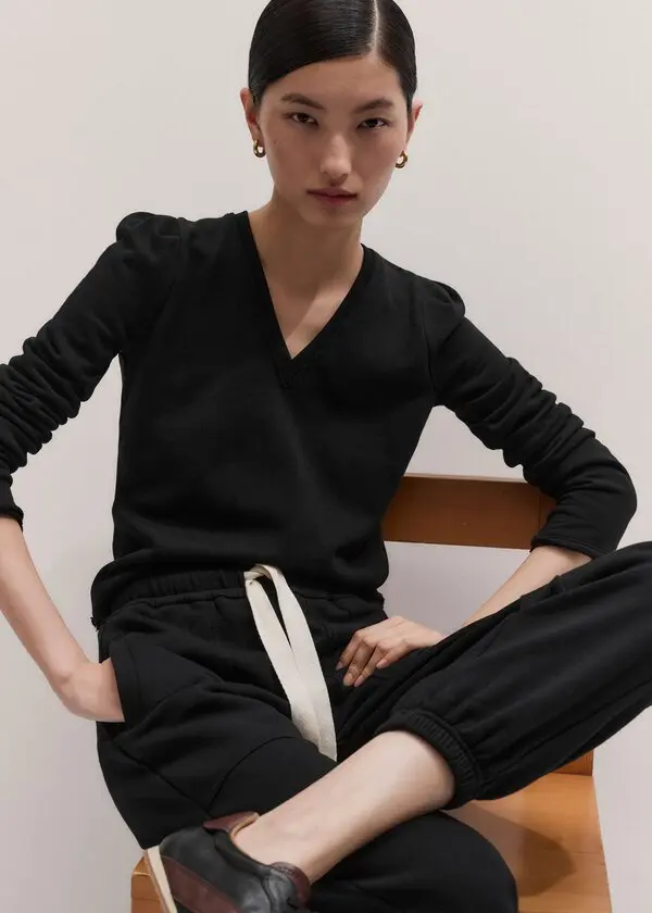 ME+EM Raw Edge V Neck Sweatshirt