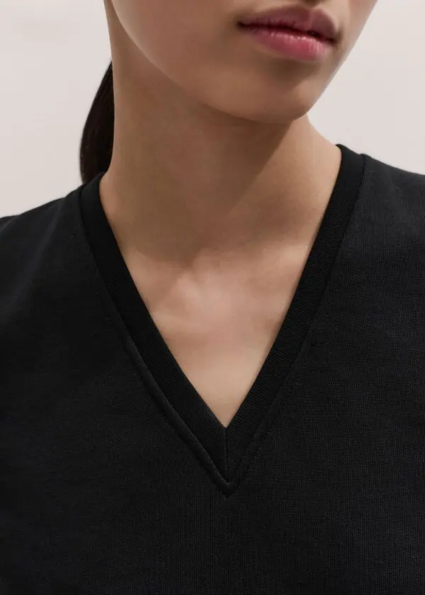 ME+EM Raw Edge V Neck Sweatshirt