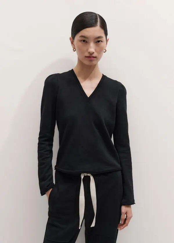 ME+EM Raw Edge V Neck Sweatshirt