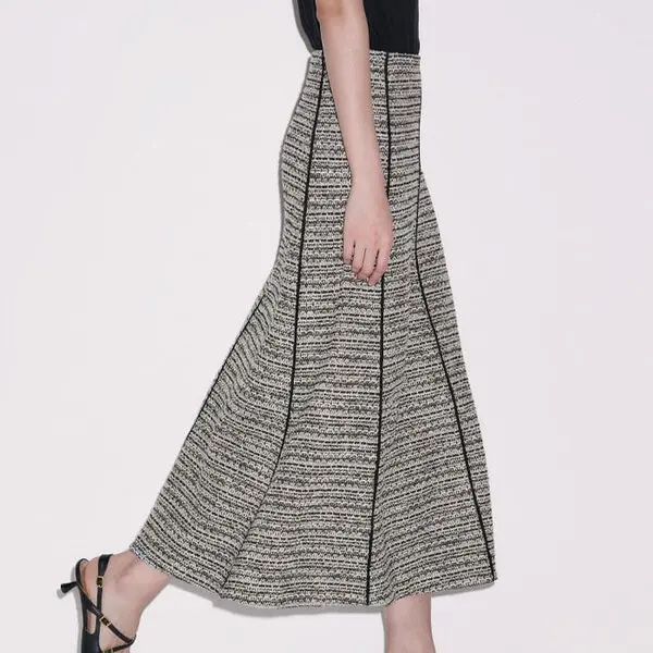 ME+EM Soft Tweed A-line Midi Skirt