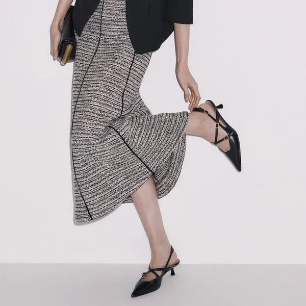 ME+EM Soft Tweed A-line Midi Skirt