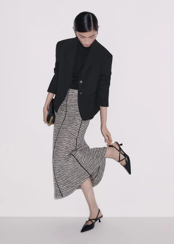 ME+EM Soft Tweed A-line Midi Skirt
