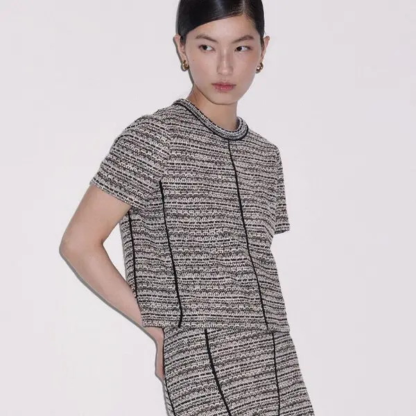 ME+EM Soft Tweed A-line Midi Skirt
