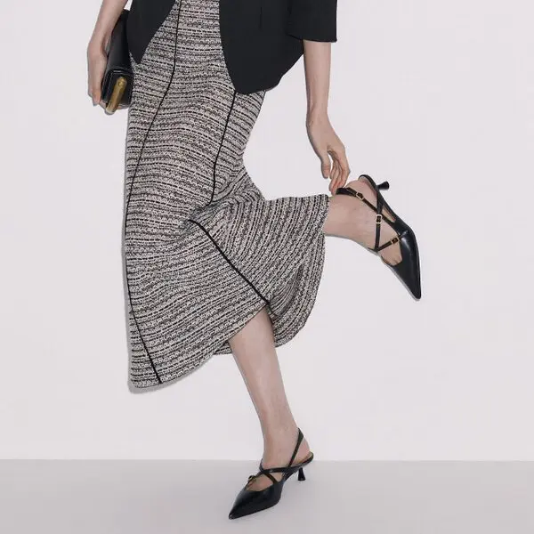 ME+EM Soft Tweed A-line Midi Skirt