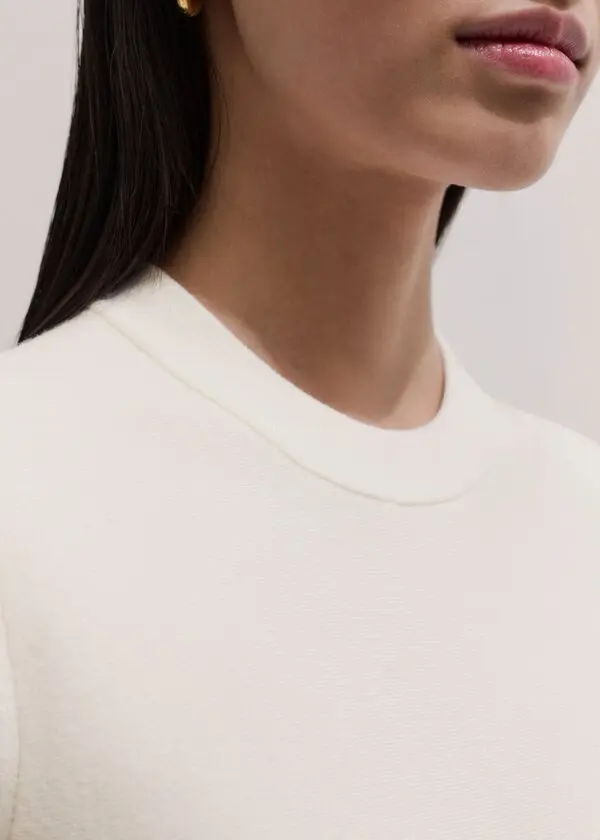 ME+EM Wool Stretch Short Sleeve Swing Knit Top