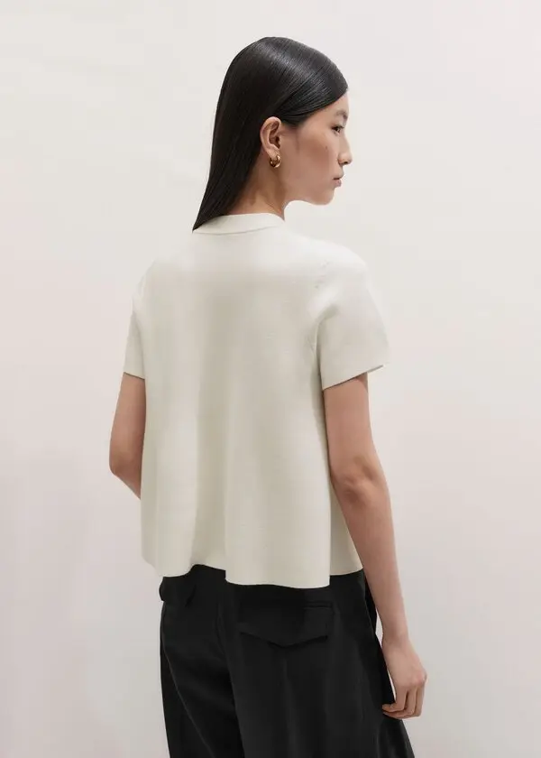 ME+EM Wool Stretch Short Sleeve Swing Knit Top