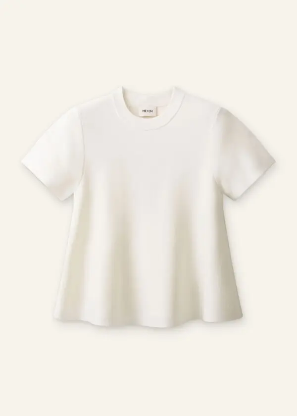 ME+EM Wool Stretch Short Sleeve Swing Knit Top