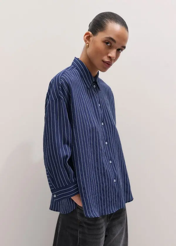 ME+EM Boxy Striped 3/4 Sleeve Shirt