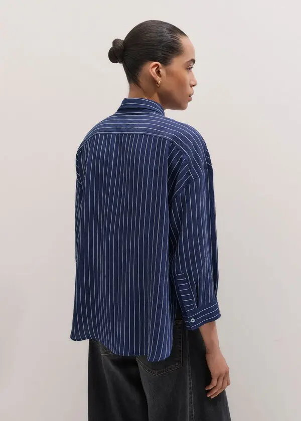 ME+EM Boxy Striped 3/4 Sleeve Shirt