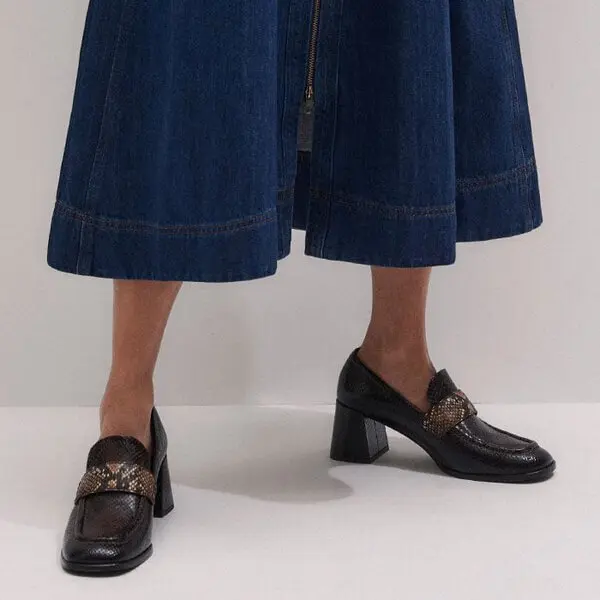 ME+EM Denim Fit And Flare Midi Dress