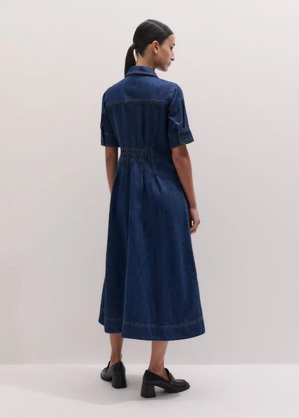 ME+EM Denim Fit And Flare Midi Dress