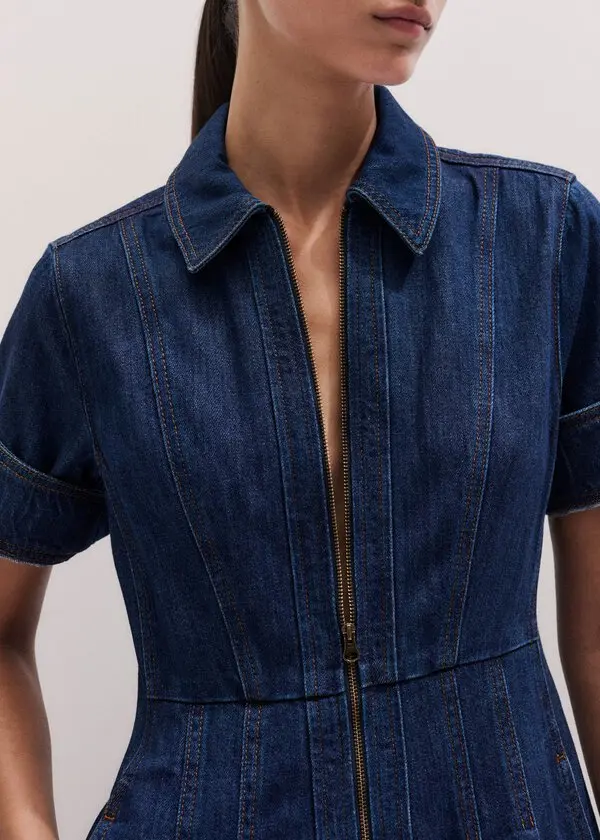 ME+EM Denim Fit And Flare Midi Dress