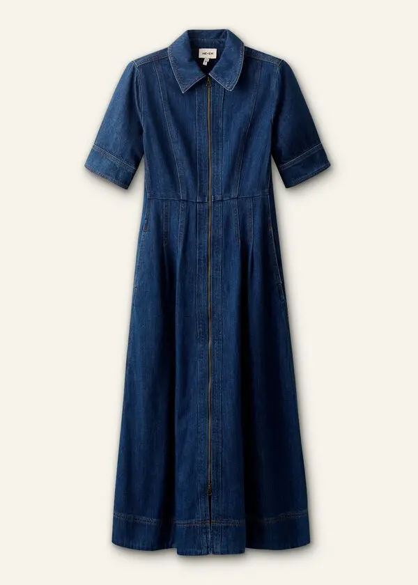 ME+EM Denim Fit And Flare Midi Dress