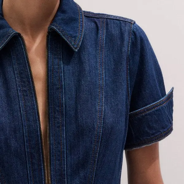 ME+EM Denim Fit And Flare Midi Dress
