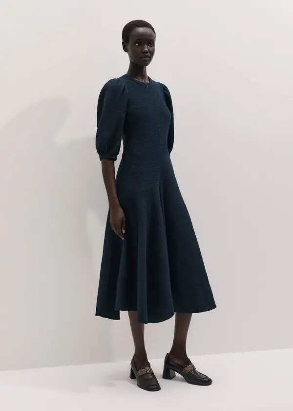 ME+EM Dropped Waist Handkerchief Hem Midi Dress
