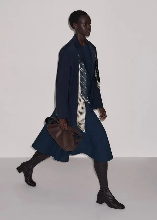ME+EM Dropped Waist Handkerchief Hem Midi Dress