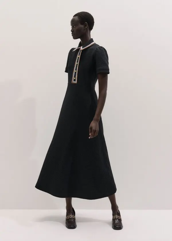 ME+EM Textured Fit And Flare Midi Dress
