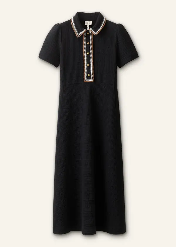 ME+EM Textured Fit And Flare Midi Dress