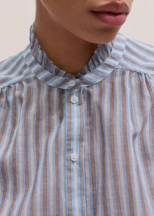 ME+EM Cotton Voile Striped Blouse With Neck Tie