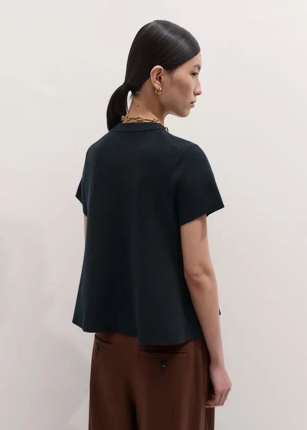 ME+EM Wool Stretch Short Sleeve Swing Knit Top