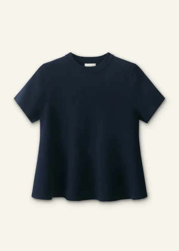 ME+EM Wool Stretch Short Sleeve Swing Knit Top