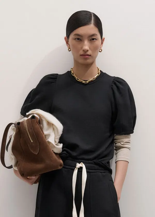 ME+EM Puff Sleeve Sweatshirt Tee - Black