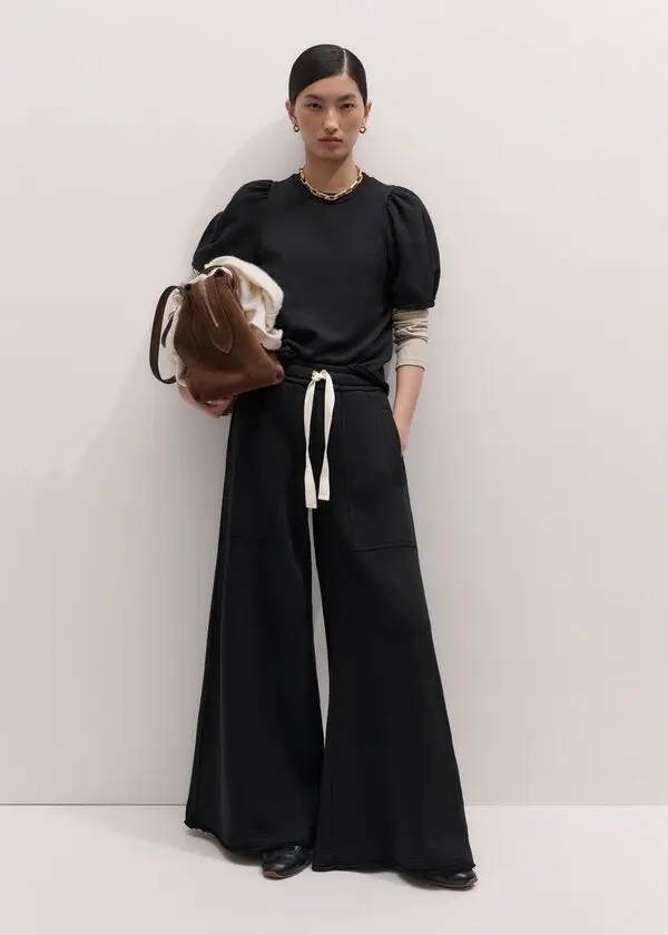 ME+EM Puff Sleeve Sweatshirt Tee - Black