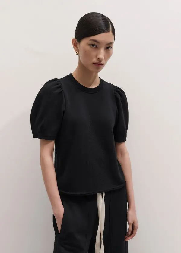 ME+EM Puff Sleeve Sweatshirt Tee - Black
