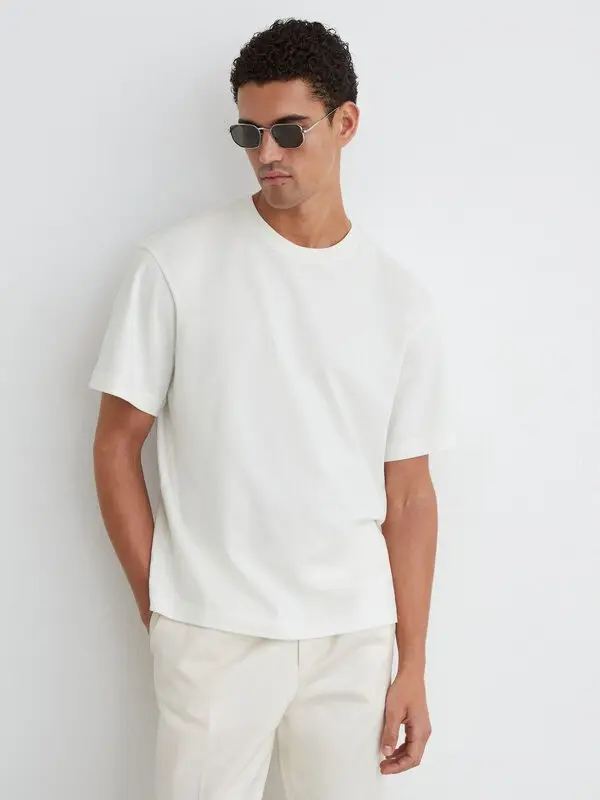 REISS Azur Cotton Beach-print Relaxed-fit T-shirt - White