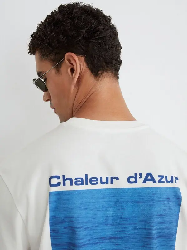 REISS Azur Cotton Beach-print Relaxed-fit T-shirt - White
