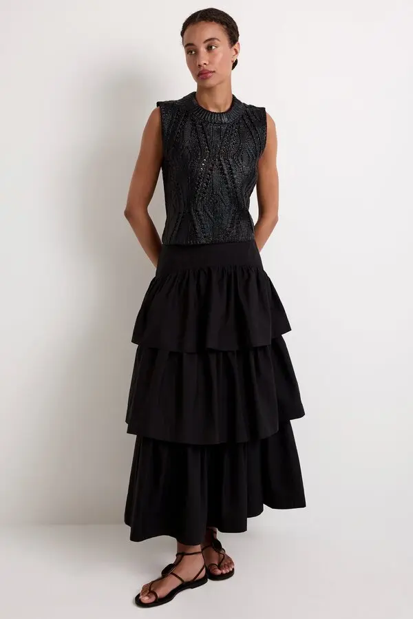 MARIE OLIVER Baylor Tiered Maxi Skirt - Black