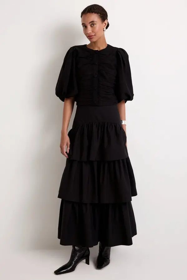 MARIE OLIVER Baylor Tiered Maxi Skirt - Black