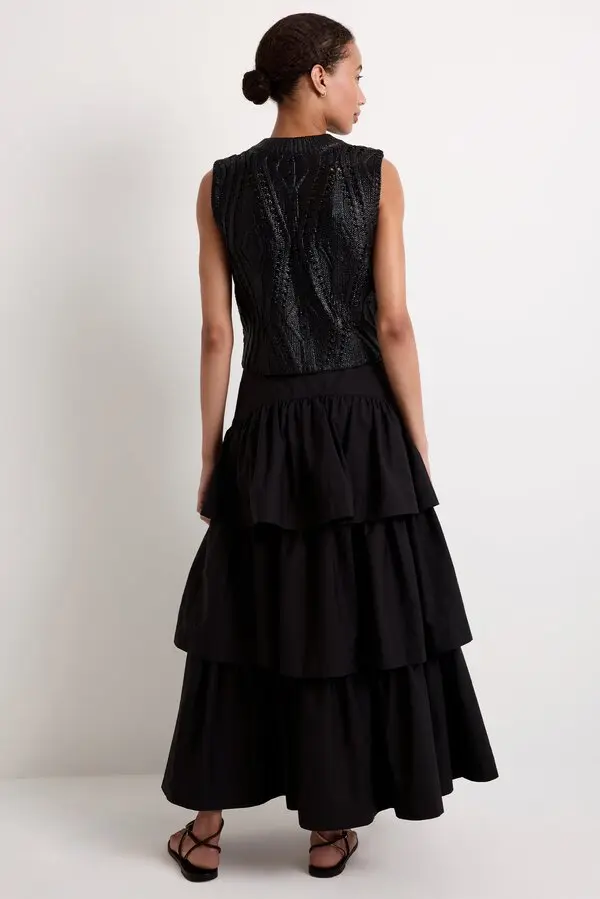 MARIE OLIVER Baylor Tiered Maxi Skirt - Black