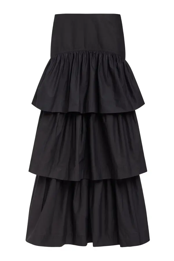 MARIE OLIVER Baylor Tiered Maxi Skirt - Black