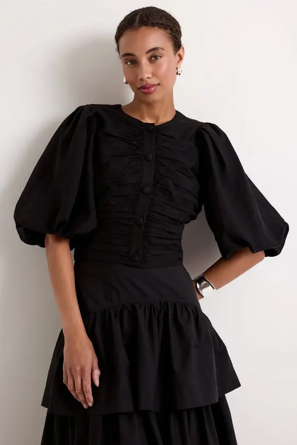 MARIE OLIVER Rowan Ruched Puff Sleeve Cropped Top
