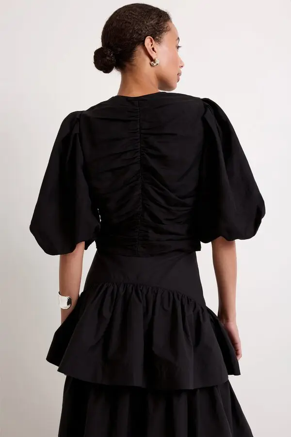 MARIE OLIVER Rowan Ruched Puff Sleeve Cropped Top