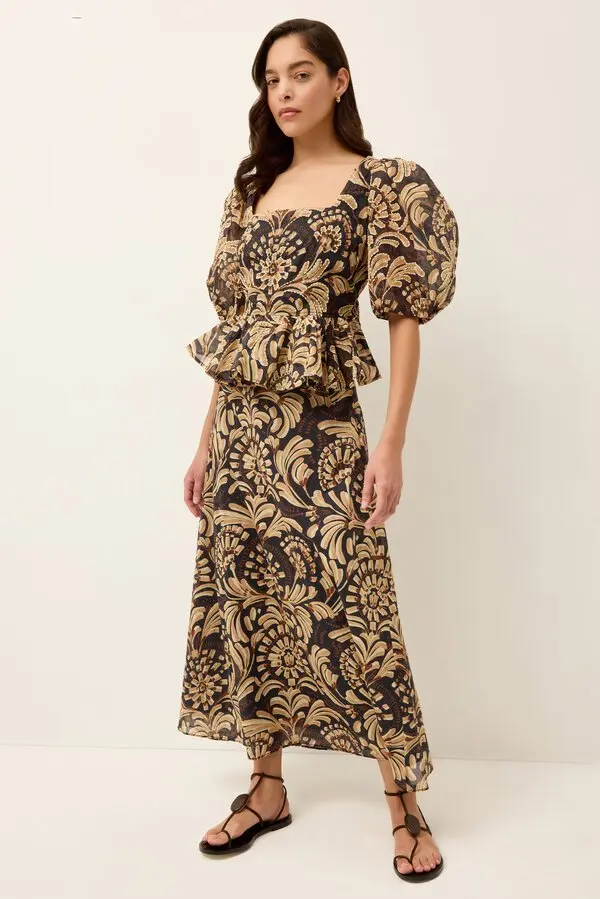 MARIE OLIVER Albia Printed Cotton Maxi Skirt