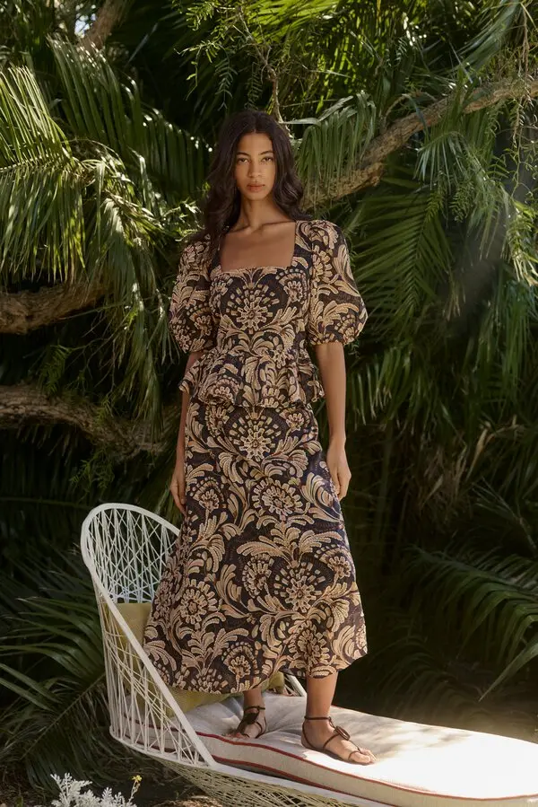 MARIE OLIVER Albia Printed Cotton Maxi Skirt