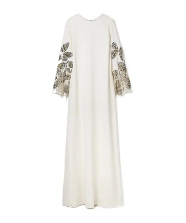 Oscar De La Renta Embellished Crepe Gown