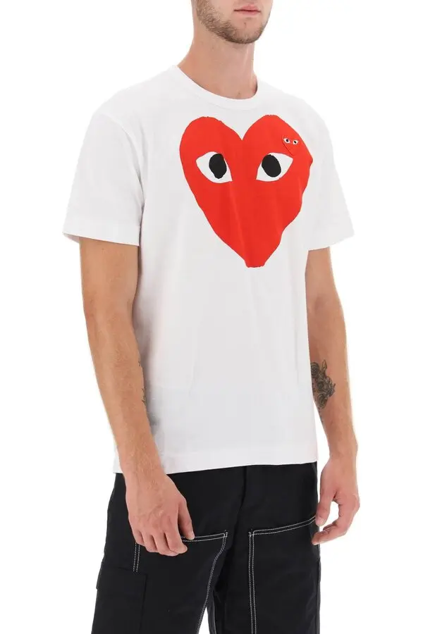 Play Comme Des Garcon Heart-print Logo-patch T-shirt