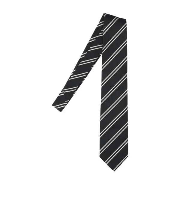 TOM FORD Striped Pointed Tip Neck Tie - Black