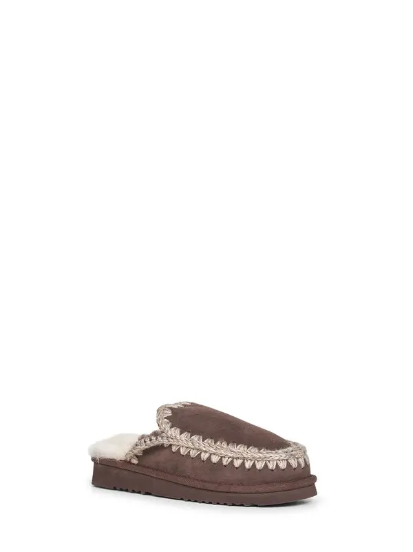 Mou Crochet Sheepskin Sandals