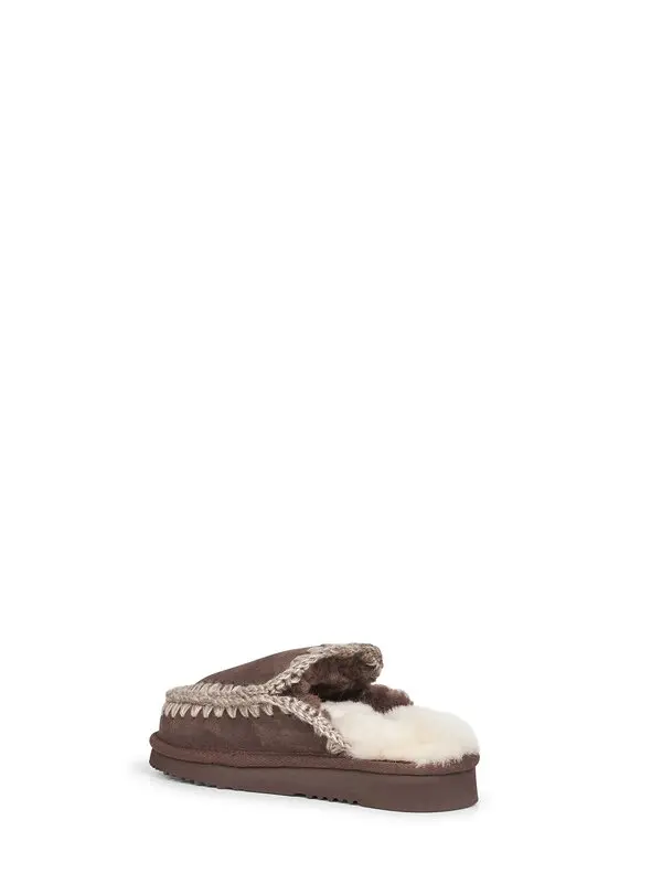 Mou Crochet Sheepskin Sandals